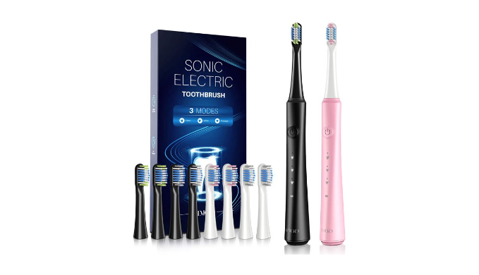 ATMOKO Sonic Duo Electric Toothbrushes, Rechargeable 40000 VPM ...