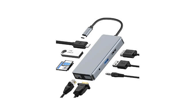 USB C Hub, 9-in-1 USB C Hub Multiport Adapter with USB 3.0, 4K HDMI ...