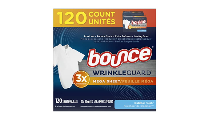 Bounce WrinkleGuard Mega Dryer Sheets Laundry Fabric Softene and ...