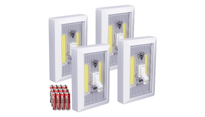 4 Pack Wireless LED Light Switch Battery Operated-Batteries Included ...