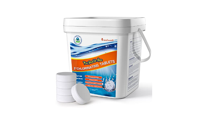 POOLWELL Pool & SPA Chlorine Tablets, 3 Inch Long Lasting Chlorine Tabs ...