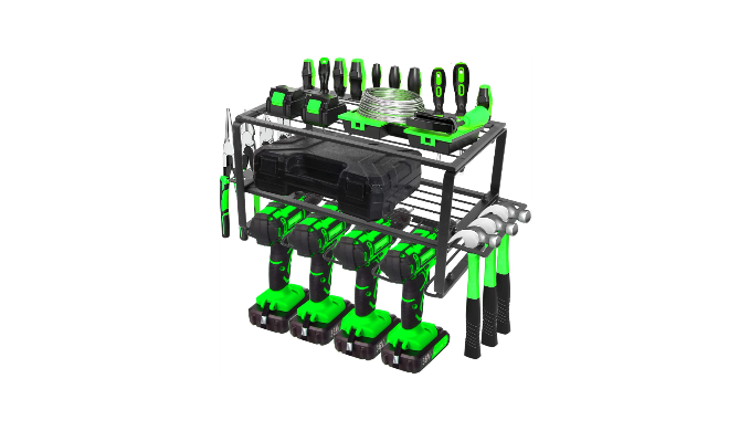 Power Tool Organizer, 3 Layers Power Drill Holder Wall Mount Metal Tool ...