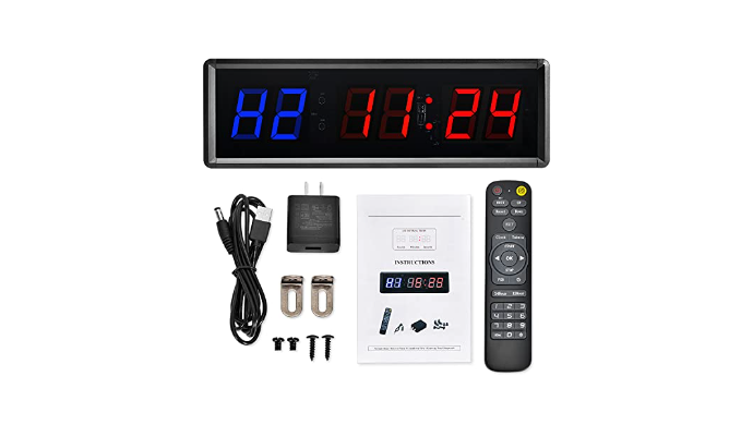 Gym Clock Timer for Home with Remote,KTZON 1.5″ 1.8″ Metal LED Gym ...