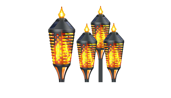 Solar Torch Flame Light,Outdoor Pathway Light with Flickering Dancing ...
