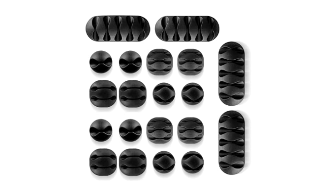 20 Pack Black Viaky Cable Clips Desk Cord Organizing Wire Holder System ...