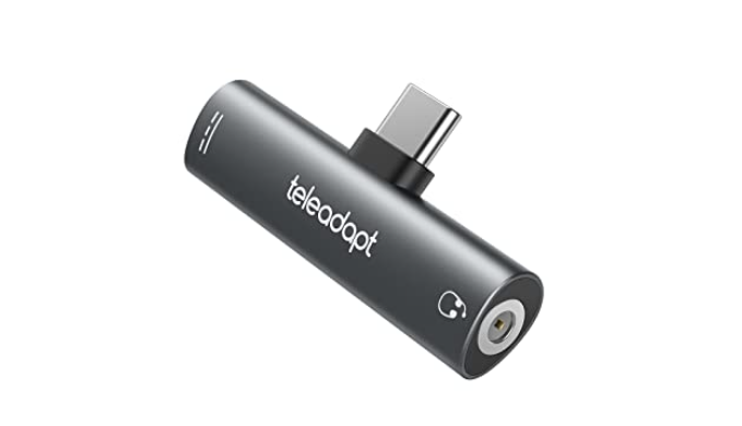 Teleadapt USB Type-C, 2-in-1, 3.5 mm Headphone Audio and PD Charging ...