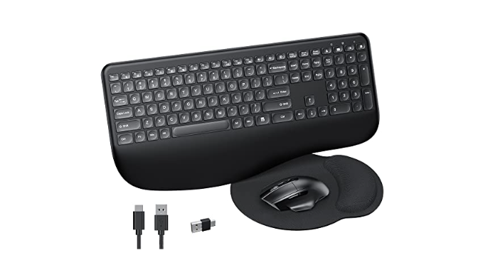 Ergonomic Wireless Keyboard and Mouse, 2.4GHz Full Size Wireless ...