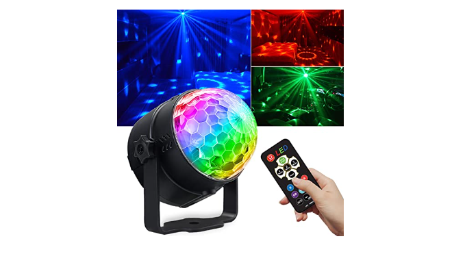 Disco Ball Light ,Happy Birthday Disco Party Decorations Lights, USB LED Mini Sound Activated DJ ...