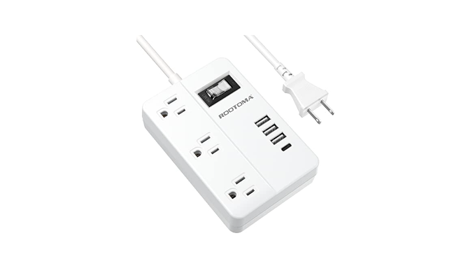 USB-C 2 Prong Power Strip, ROOTOMA 2 to 3 Prong Outlet Adapter, with 4 ...