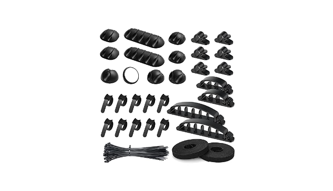 132-Piece Cable Management Cord Organizer Kit - 20 Self-Adhesive Cable ...
