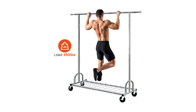 450 lbs Commercial Clothing Garment Rack with Shelves Clothing Racks on ...