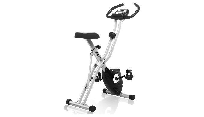 ANCHEER Magnetic Resistance Exercise Bike, Folding Indoor Upright Bike ...