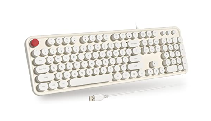Atelus Usb Wired Computer Keyboard Retro Typewriter Keyboard Full Size Keyboard With Number