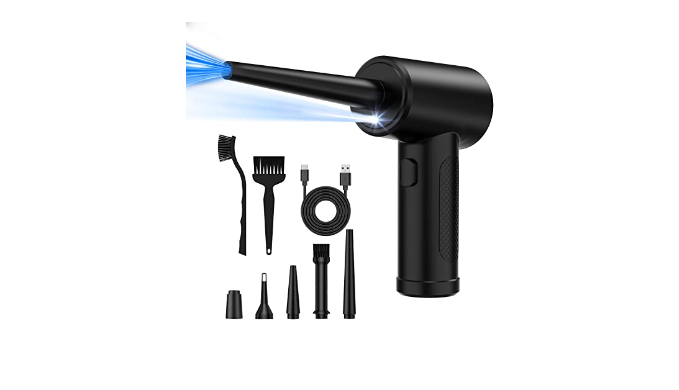 Compressed Air Duster, 3 Gear to 51000RPM Cordless Electric Air Duster ...