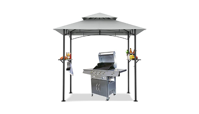 COBIZI Grill Gazebo, 8’x 5′ BBQ Gazebo Shelter with LED Light and ...