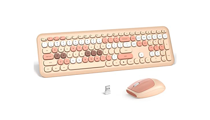 Wireless Keyboard Mouse Combo Colorful Compact Full Size Wireless Keyboard And Mouse Set 2 4g