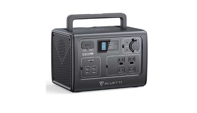 BLUETTI Portable Power Station EB55, 537Wh LiFePO4 Battery Backup w/ 4 ...