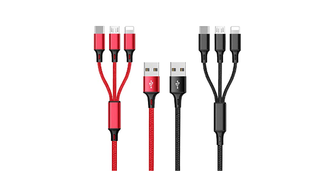 Multi Charging Cable, 4ft 2Pack Multi Phone Charger Cable Braided Universal 3 in 1 Charging Cord ...