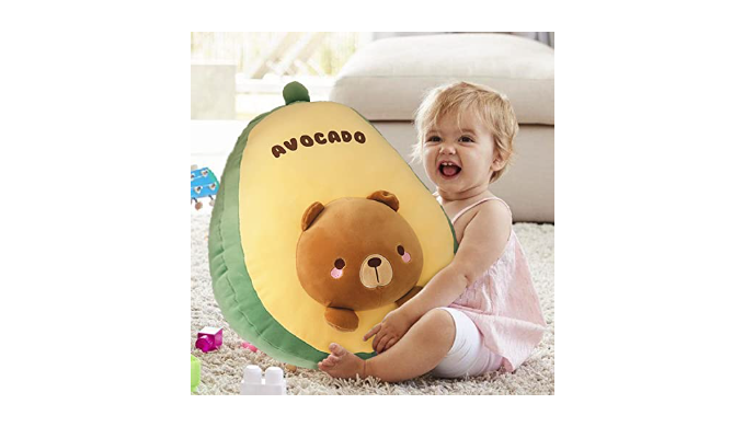ARELUX 18 inch Avocado Plush Pillow Cute Bear Stuffed Animal Kawaii ...