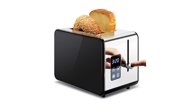Toaster 2 Slice Wide Slot 1.5” , Pukomc Touchscreen Toaster with Big ...
