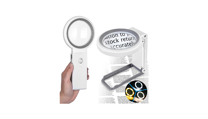 AIXPI 30X 10X Magnifying Glass with Light and Stand, Large Lighted ...