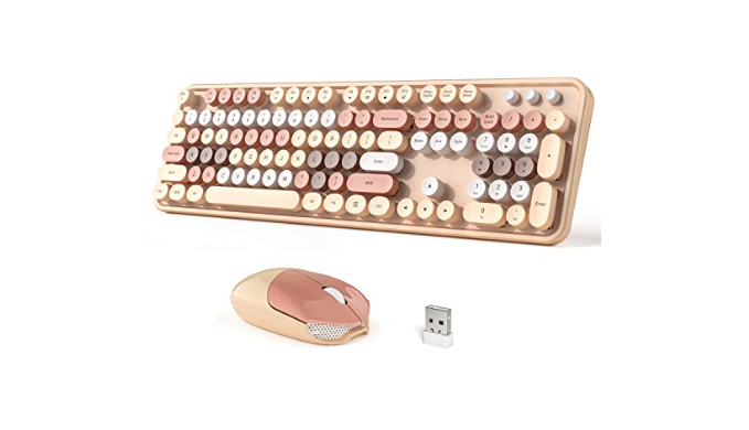 Dilter Wireless Keyboard And Mouse Combo 104 Keys Full Sized 2 4 Ghz Round Keycap Colorful