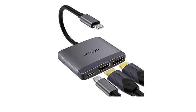 USB C Splitter, USB C to Dual HDMI Adapter 4K@60Hz, MT-Viki Dual ...