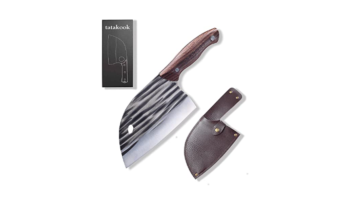 Meat Cleaver for Meat Cutting Full Tang 7in,Serbian Chef Knife High ...