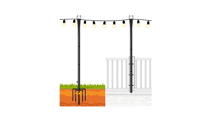 SHAPPON String Light Poles for Outside, Outdoor Patio Light Poles 2 ...