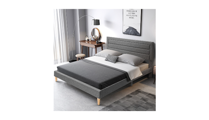 Lusimo Queen Size Bed Frames with Fully Fabric High-Adjustable ...