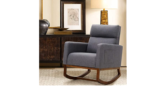 Rocking Accent Chair, Tufted Upholstered Luxury Cotton Lounge Chair ...