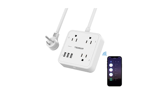 Smart Power Strip Surge Protector Tessan Wifi Extension Cord With 3 Individually Remote
