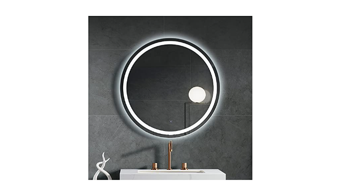 LED Bathroom Round Mirror Touchless Control Wall Mounted Vanity Mirror ...