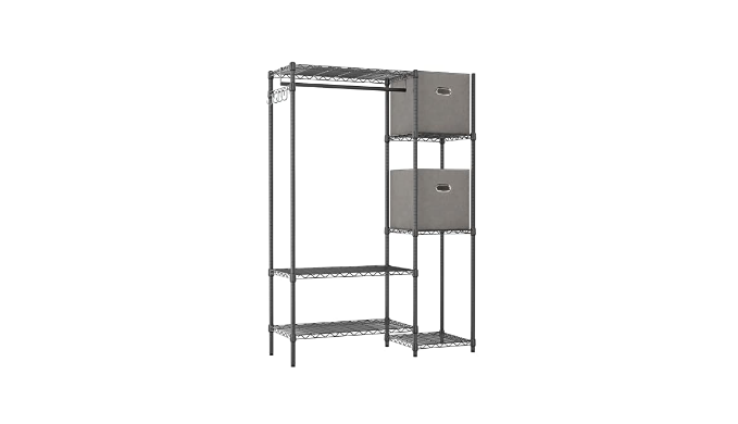 Likein Heavy Duty Clothes Rack, Metal Clothing Rack with Shelves and 2 ...