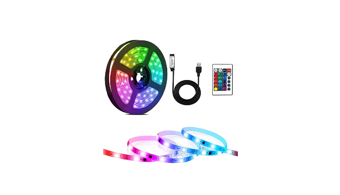 LED Strip Lights 16.4FT, RGB 5050 LEDs Lights USB Powered LED TV ...