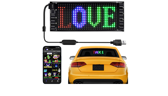 KJOY Mini LED Car Signs, 6.7”x2.76” Flexible USB 5V LED digital sign ...