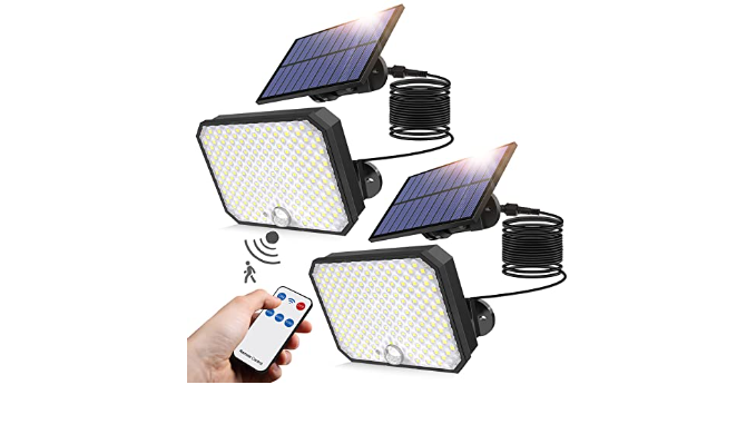 TANBABY 2 Pack Solar Outdoor Lights Motion Sensor with Remote Control ...