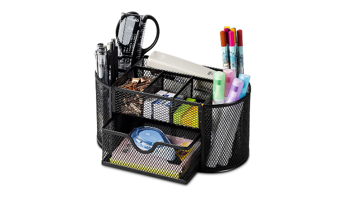 Deli Mesh Desk Organizer with Pencil Holder and Storage Baskets ...