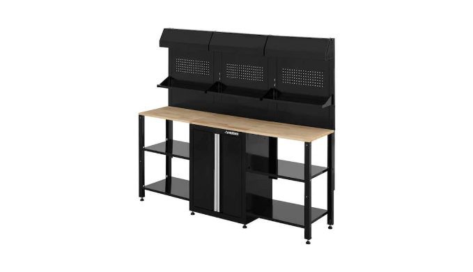Husky 9-Piece Ready-to-Assemble Steel Garage Workstation in Black (80 ...
