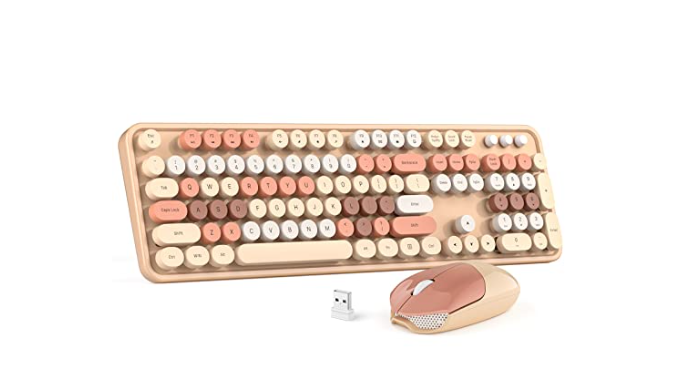 Wireless Keyboard And Mouse Combo Mowux Colorful Computer Full Size 2