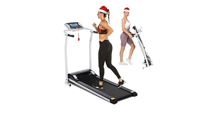 Electric Folding Treadmill for Home with LCD Monitor,Pulse Grip and ...