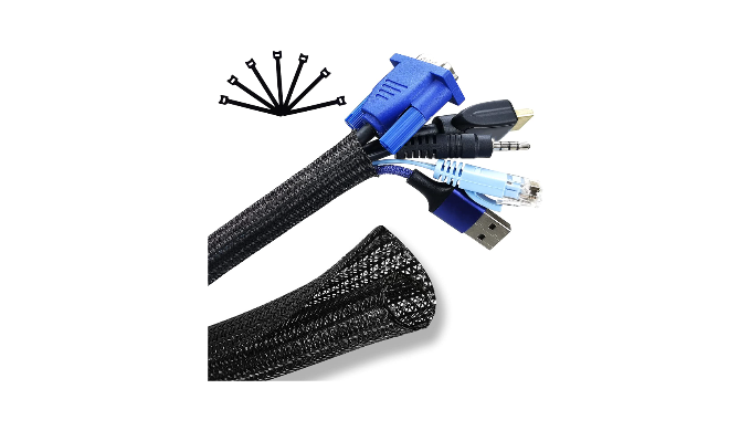 SONATURE Cord Hider, 10ft - 1/2″ Wire Loom, Self-Wrap Cord Organizer ...