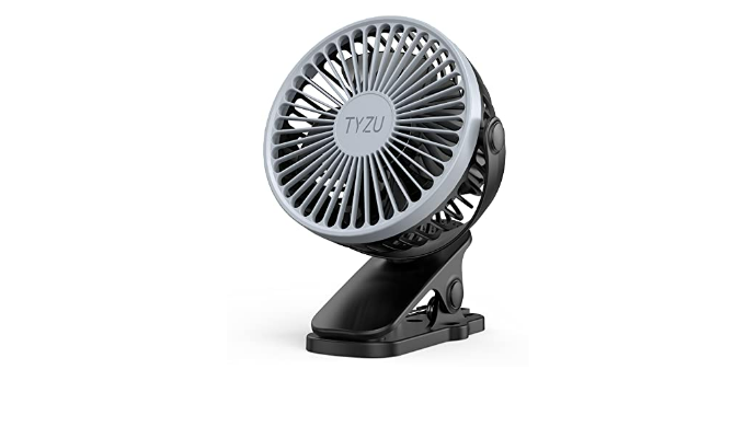 TYZU 5 Inch Clip on Fan, 3-Speed Desk Fan, 2500mAh Battery Operated ...