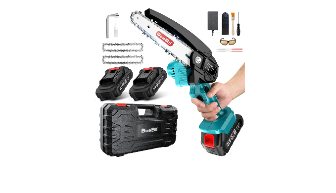 Mini Chainsaw 6-inch Mini Chainsaw Cordless 12 Pc Tool Set, Seesii ...