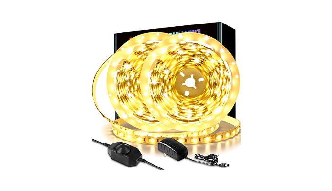 32.8ft Warm White LED Strip Light, KIKO10m Super Bright 600 LEDs, 3000K ...