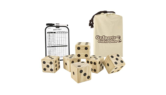 GoSports Giant Wooden Playing Dice Set with Rollzee and Farkle ...