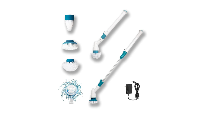 Electric Spin Scrubber with 3 Replaceable Brush Heads, 360 Cordless ...