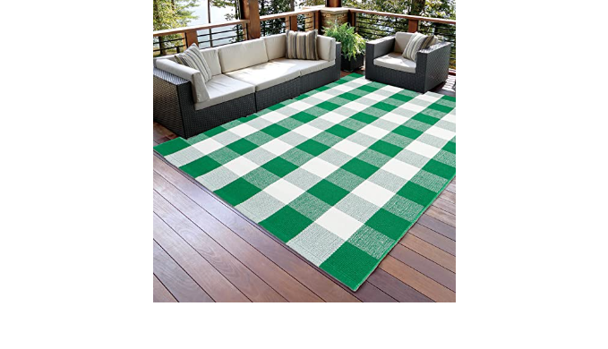 JinKune Green Checkered Outdoor Indoor Rug Patio Rug 3’x5′, Buffalo ...