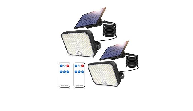 TANBABY 2 Pack Outdoor Solar Lights with Remote Control, Motion Sensor ...