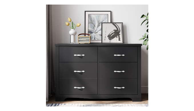LINSY HOME Black Double Dressers,Chest of 6 Drawers - Coupon Codes ...